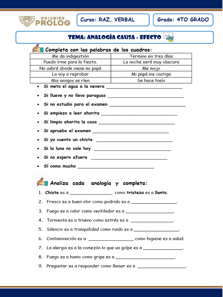 Hojas De Trabajo De Causa Y Efecto Para Imprimir Gratis 30 Actividades