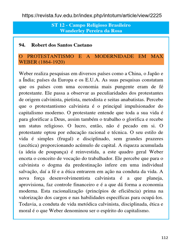 Robert Caetano Caderno de Resumos XI Simpósio 113 Revista FUV | PDF