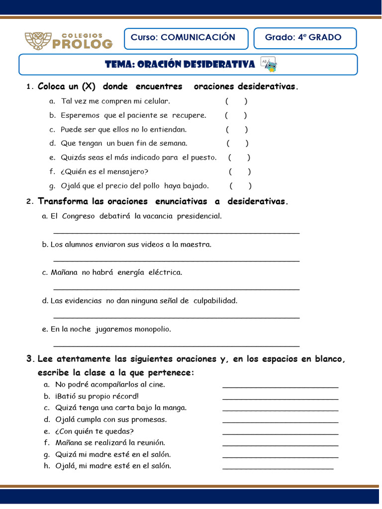 Oración Desiderativa | PDF