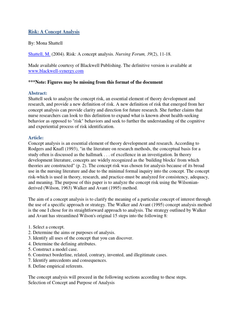 Concept Analysis - Example | PDF | Risk | Concept