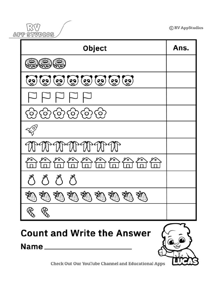 148 Free Printable Worksheets For Kids Count and Write Numbers Count ...
