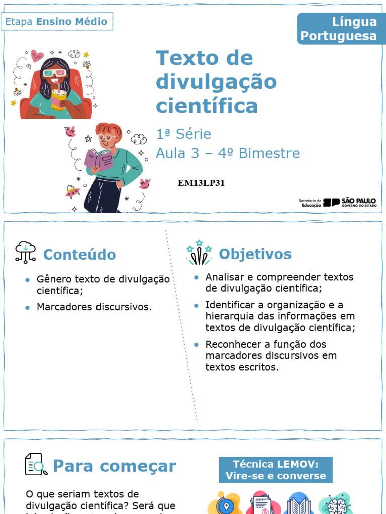 Aluno Texto De Divulgação Científica Pdf