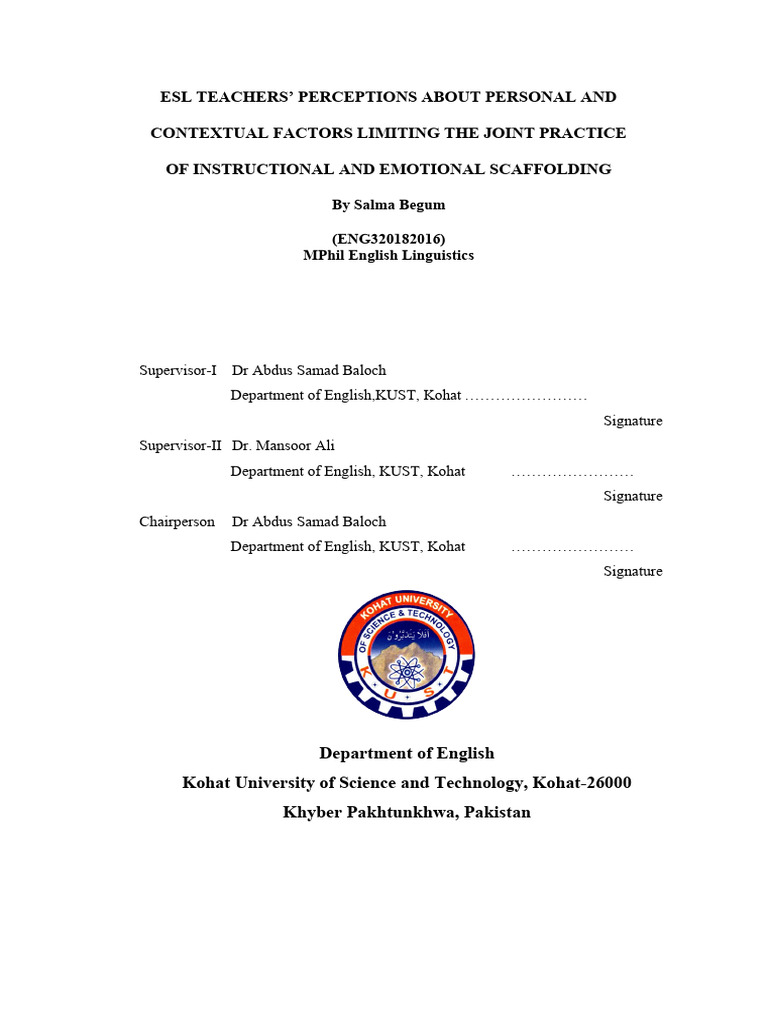 Salma Begum Research Proposal Final Draft | PDF | English As A Second Or Foreign Language | Teachers