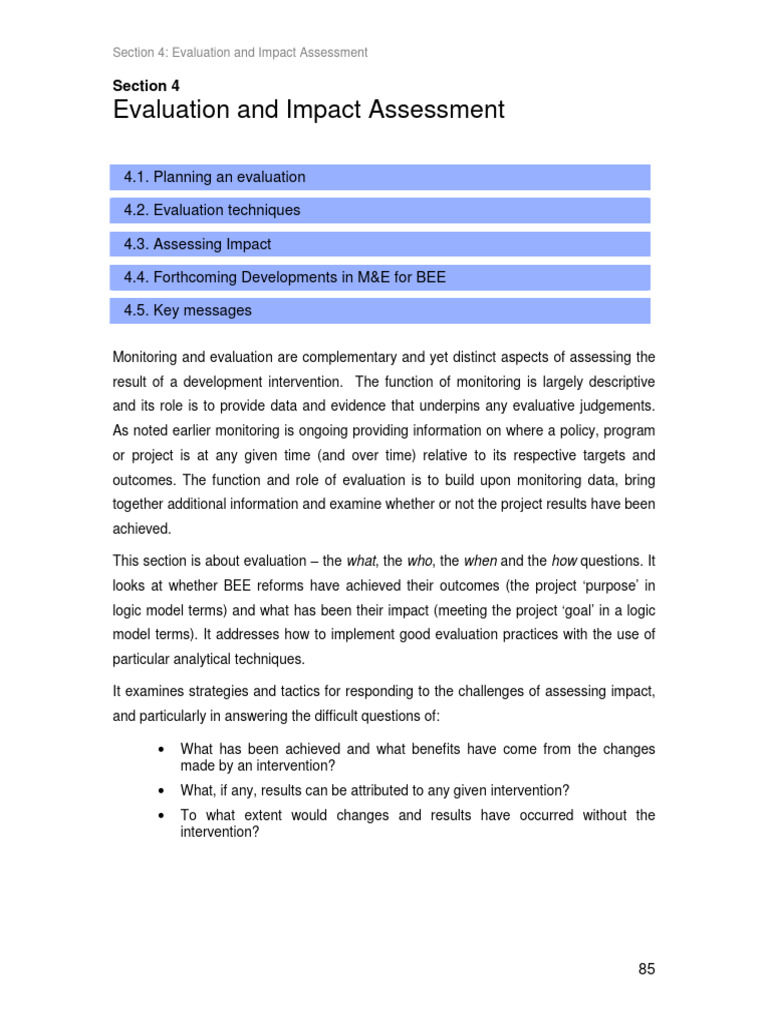Evaluation and Impact Assessment | PDF | Evaluation | Policy