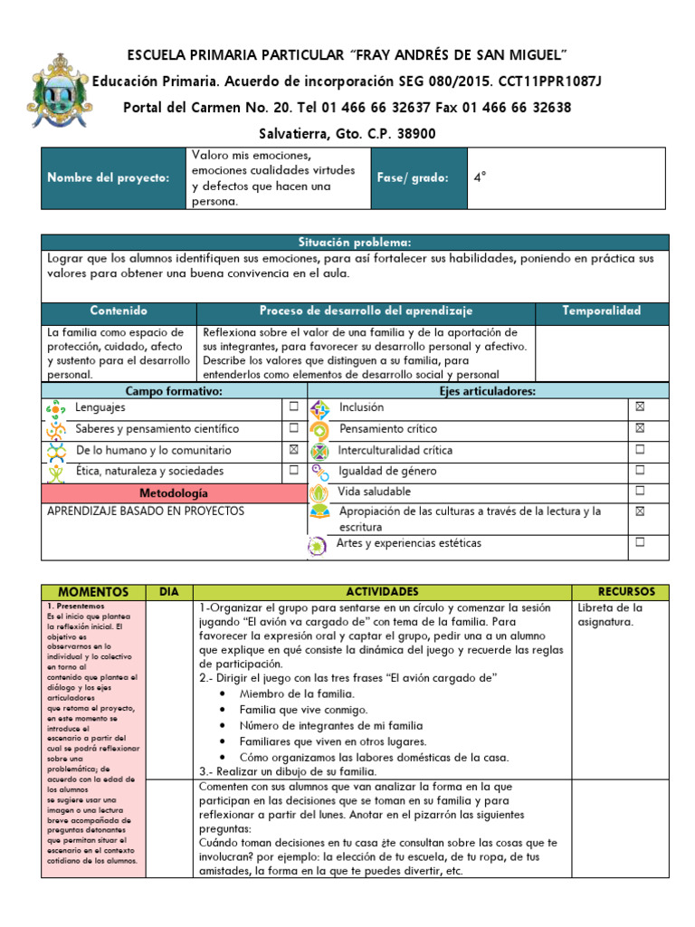 Planeación Por Proyectos ABP Primera Semana | PDF