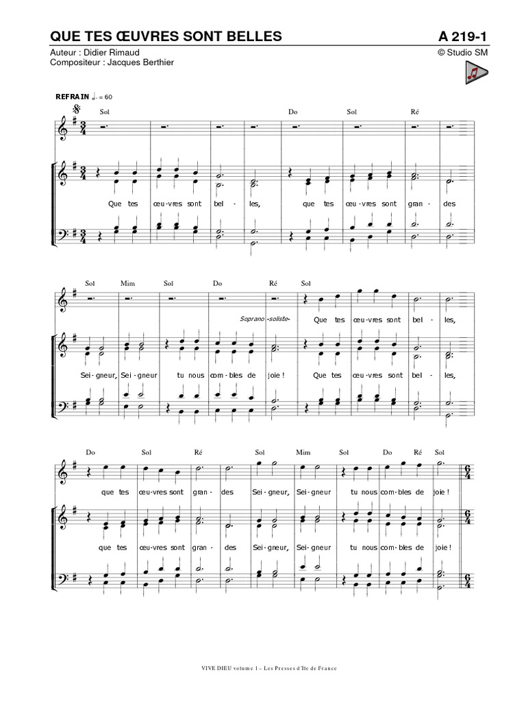 Que Tes Oeuvres Sont Belles | PDF