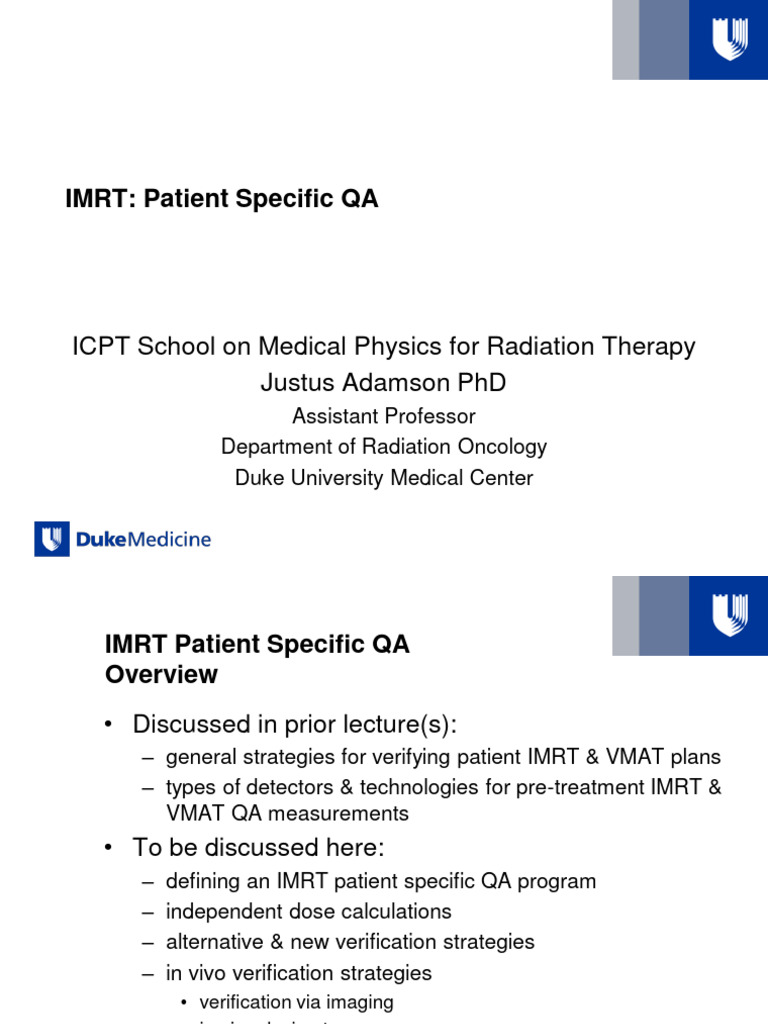 IMRT - Patient - Specific - QA - Adamson | PDF | Radiation Therapy ...