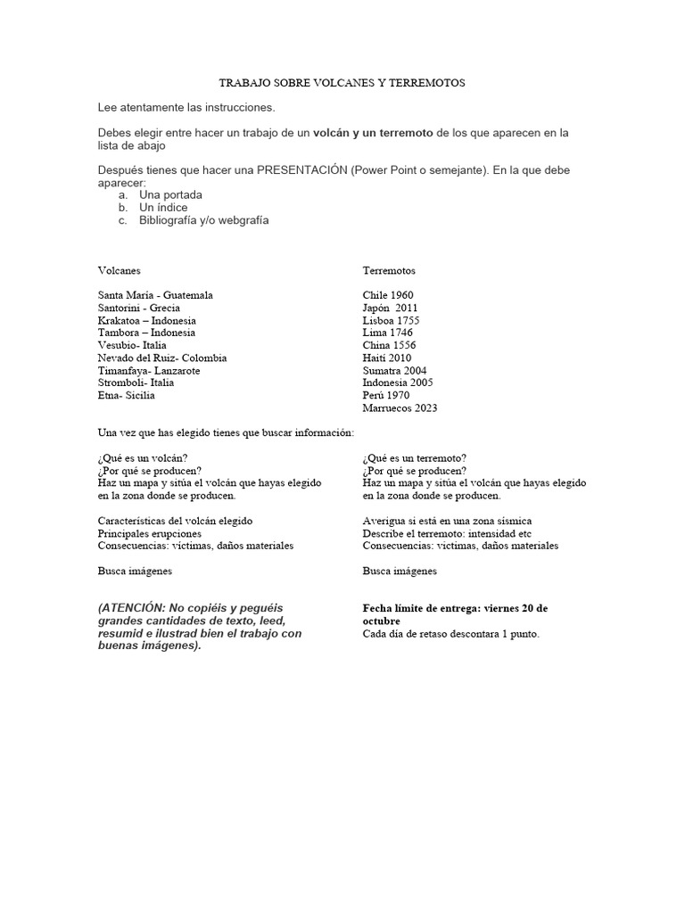 Volcanes y Terremotos: Guía de Estudio | PDF