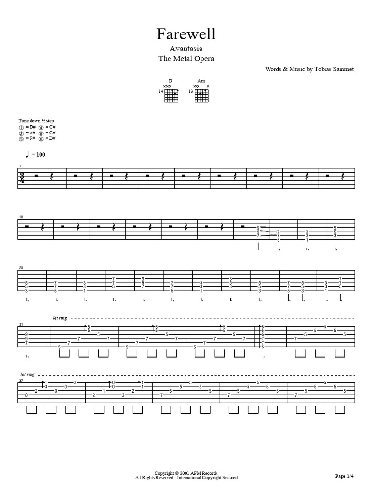 Avantasia-Farewell (1) .PDF Pista Guitarra | PDF | Música heavy metal