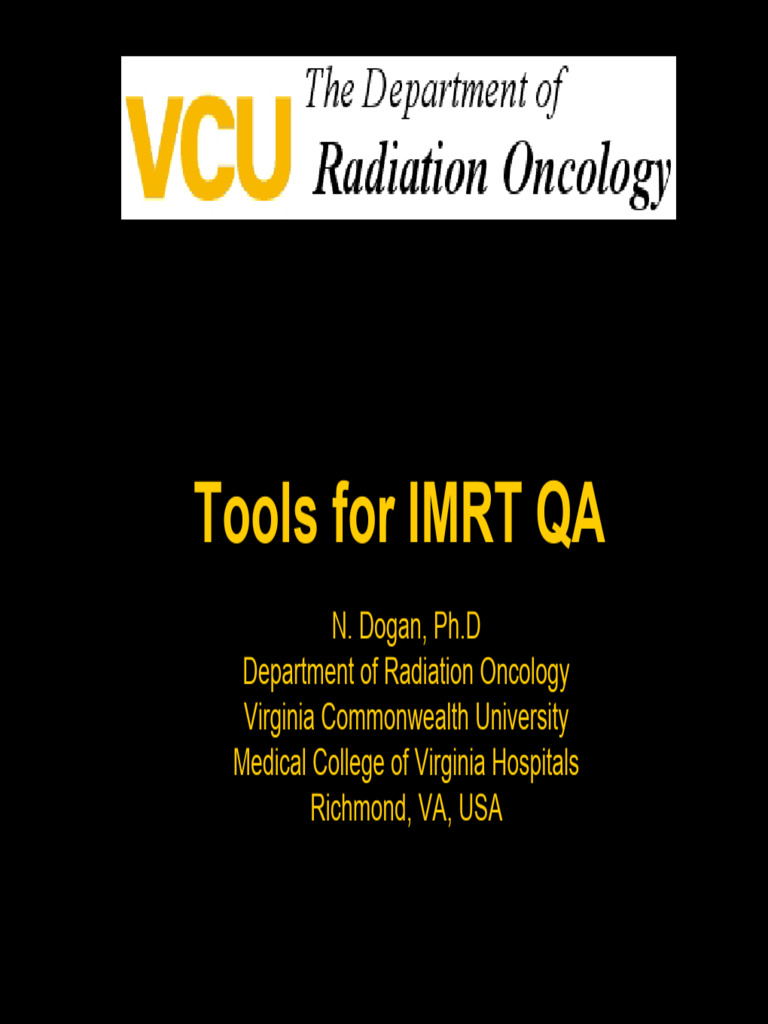 Tools - For - IMRT - QA-N Dogan | PDF | Dosimetry | Radiation Therapy