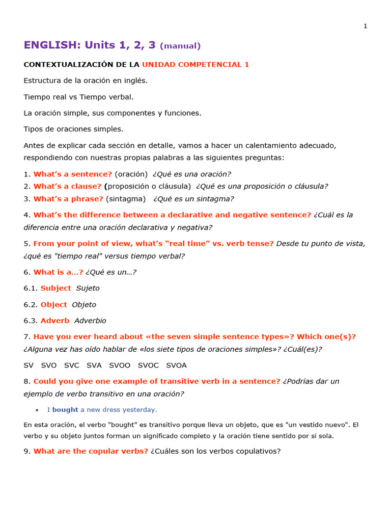 RESUMEN INGLÉS (Español+inglés) | PDF | Adverbio | Oración (Lingüística)