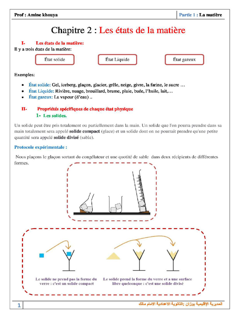 Les Etats Physiques de La Matiere Cours 1 | PDF