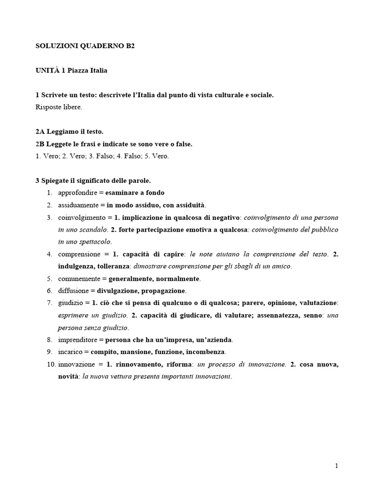 Soluzioni Quaderno B2 | PDF