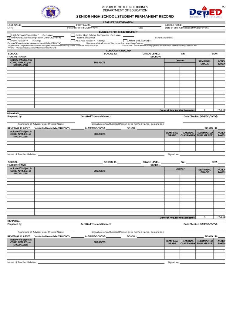 Form 137-SHS 2016 | PDF | Middle Schools | Schools
