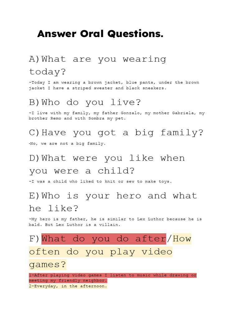 Oral of English | PDF | Games & Activities