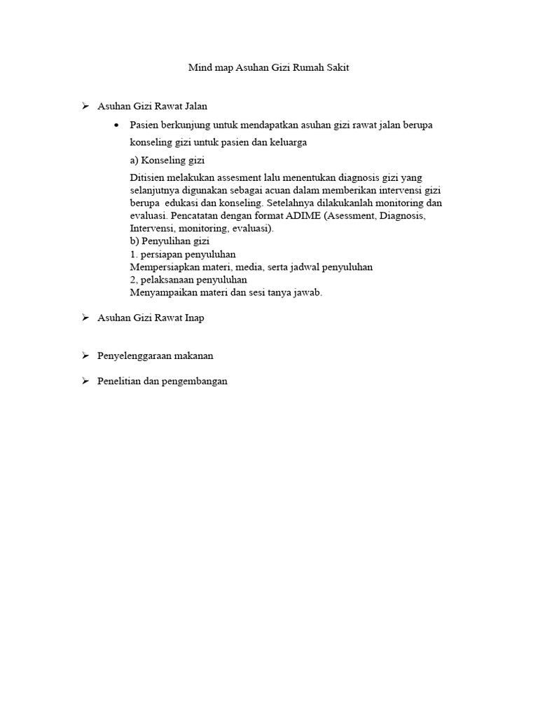 Mind Map Asuhan Gizi Rumah Sakit | PDF