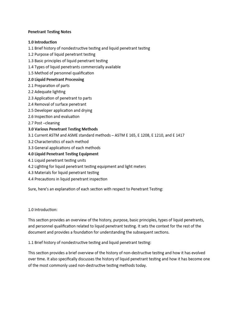 Penetrant Testing Notes | PDF | Nondestructive Testing | Materials