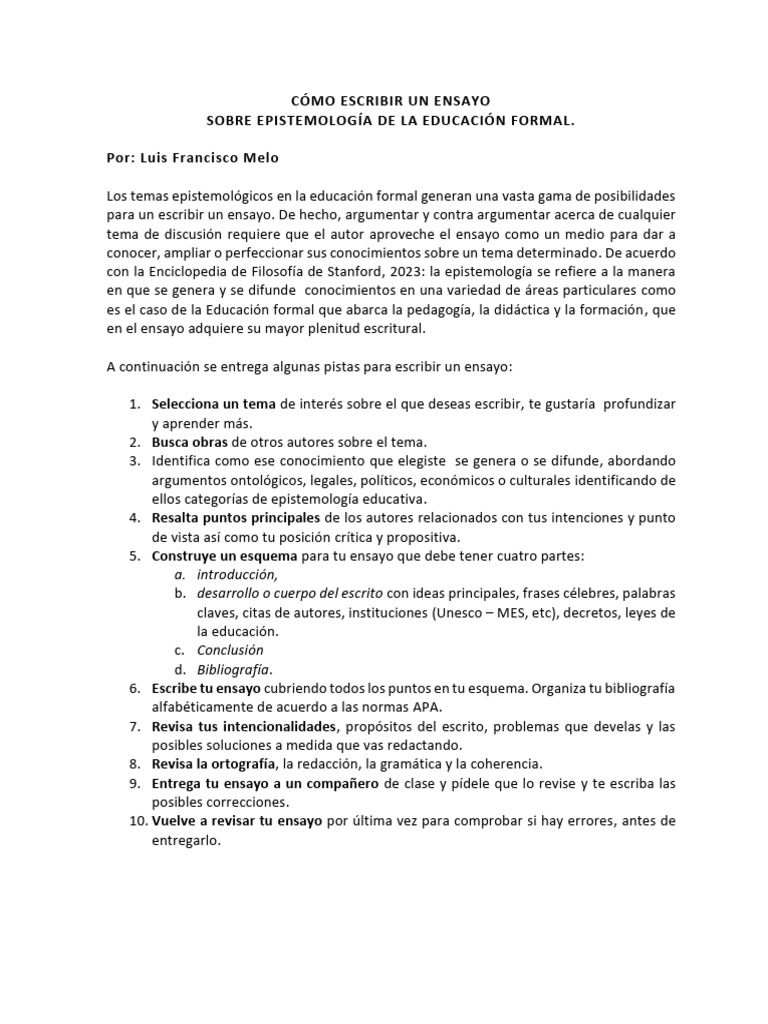 Cómo Escribir Un Ensayo | PDF | Ensayos | Escritores