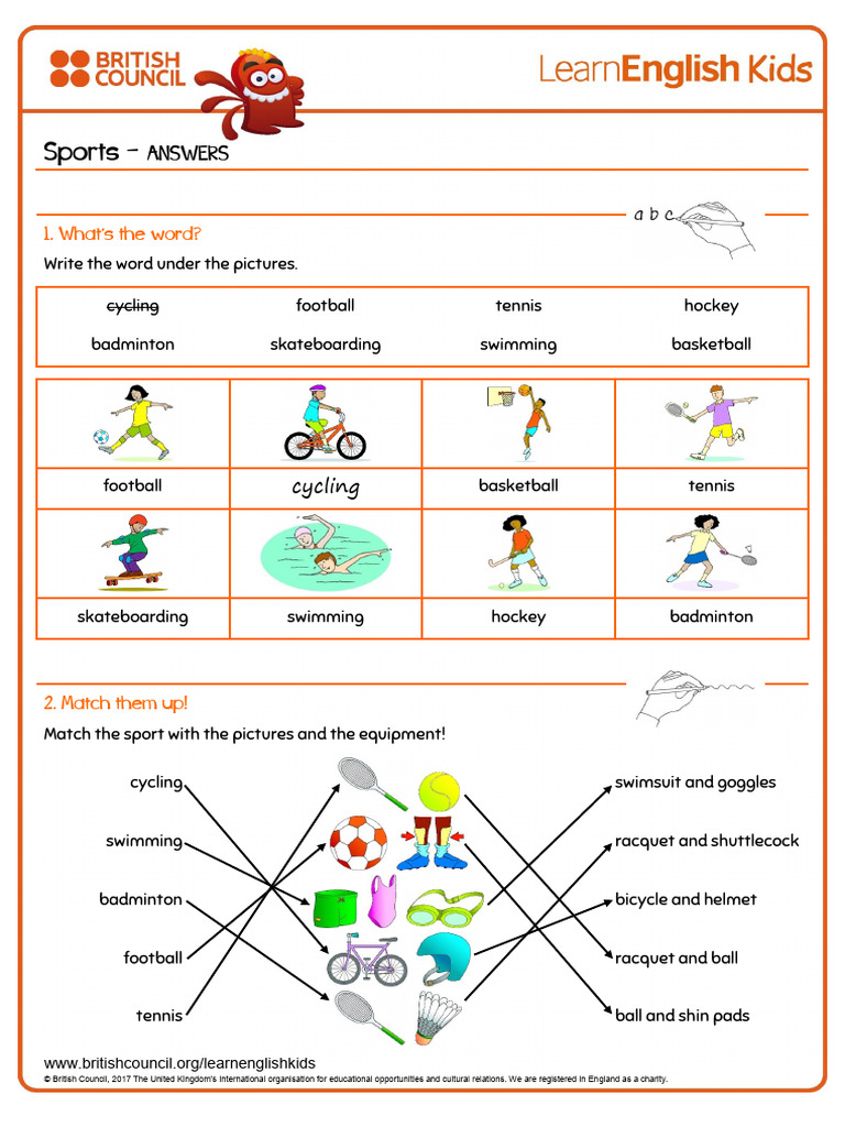 Worksheets Sports Answers | PDF | Parachuting | Outdoor Recreation