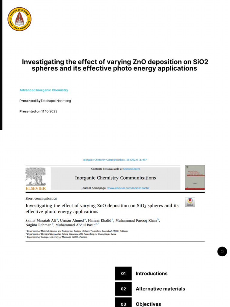 Investigating The Effect of Varying ZnO Deposition On SiO2 Spheres and ... Investigating The Effect of Varying ZnO Deposition On SiO2 Spheres and ...
