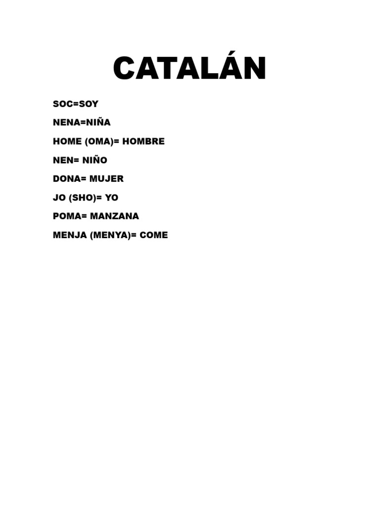 Vocabulario Básico en Catalán | PDF