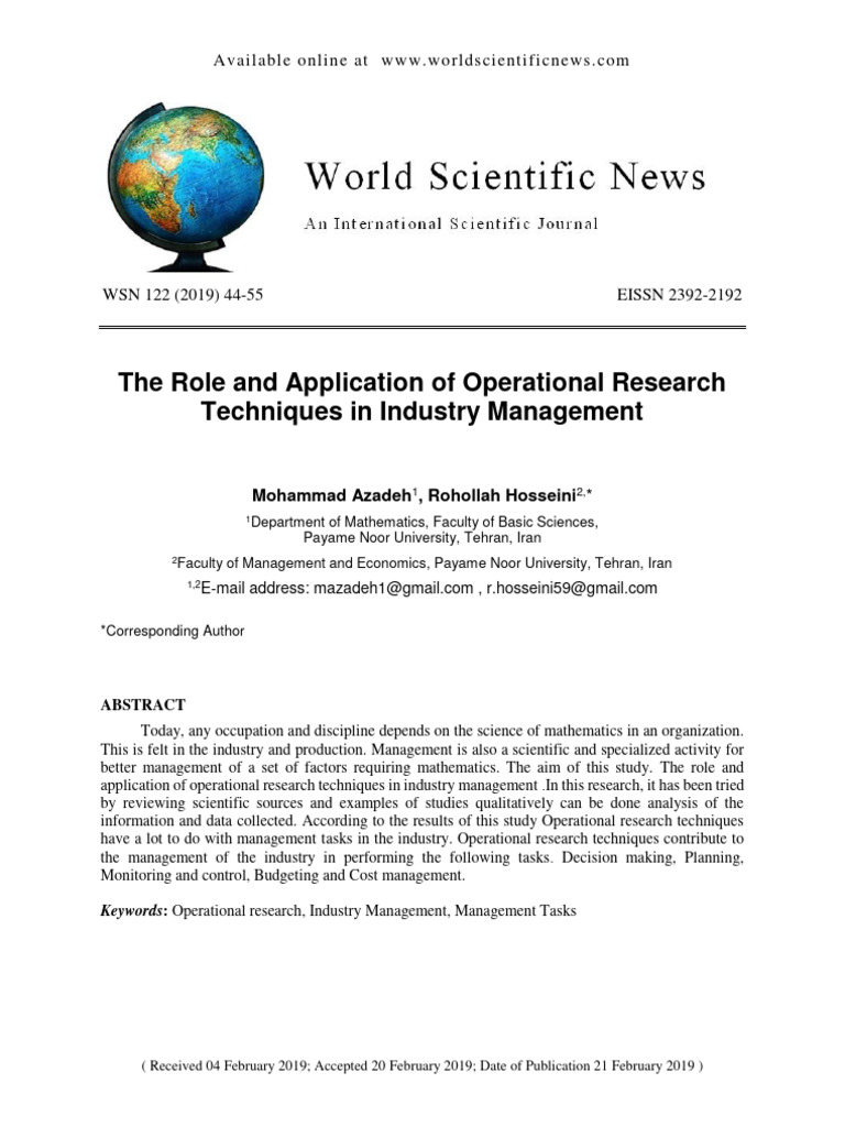 The Role and Application of Operati | PDF | Operations Research | Mathematics