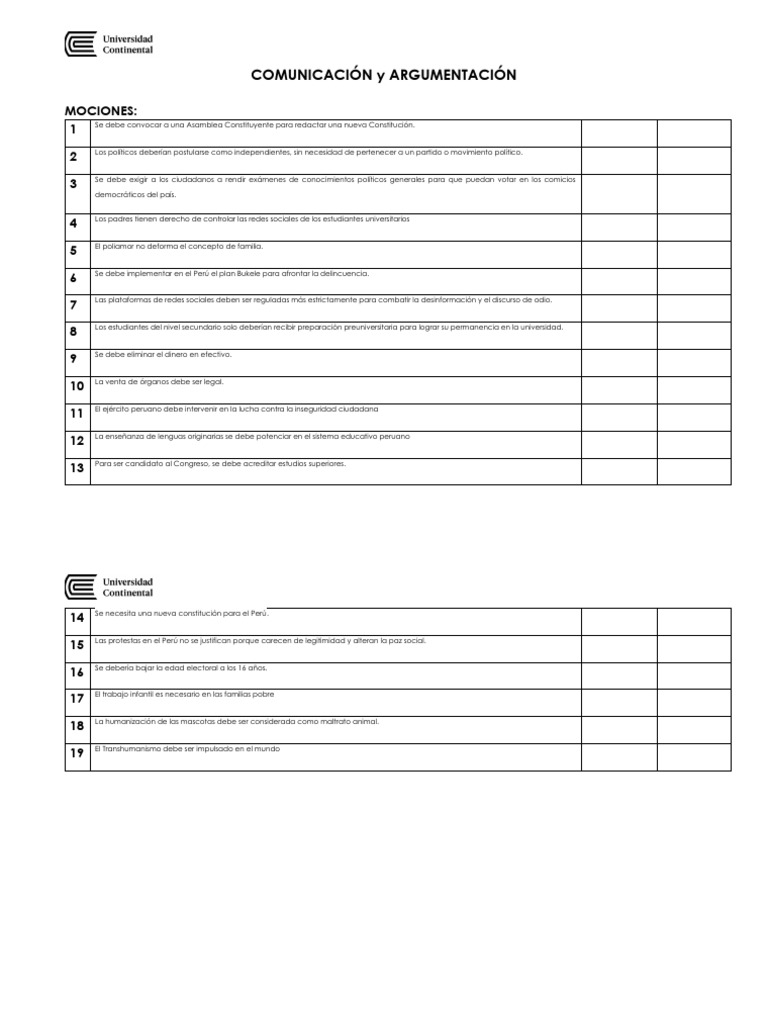 MOCIONES para El Debate | PDF