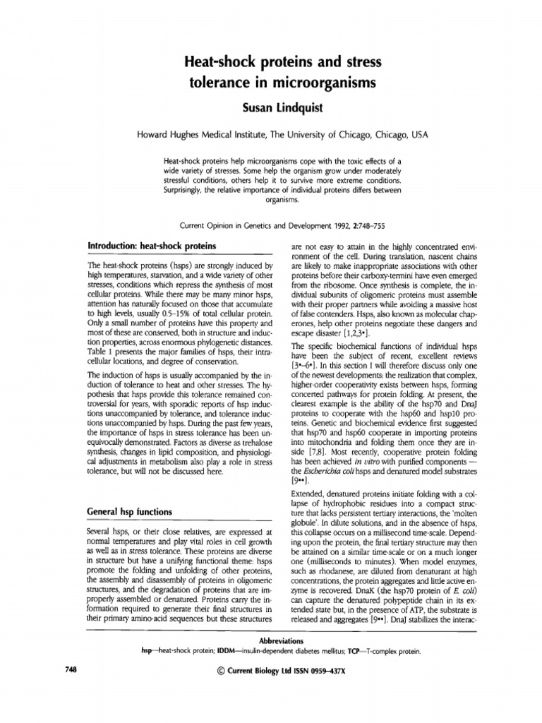 Heat-Shock Proteins in Microbial Stress | PDF | Proteins | Pathogen