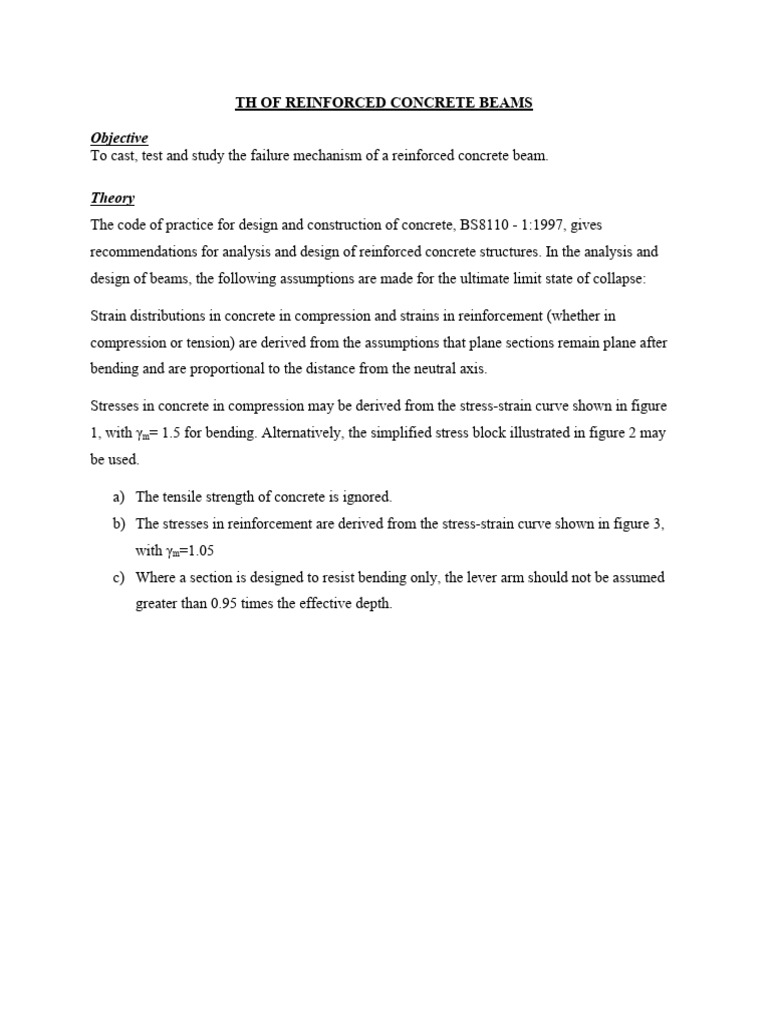 TH OF REINFORCED CONCRETE BEAMS Template | PDF | Concrete | Strength Of ...