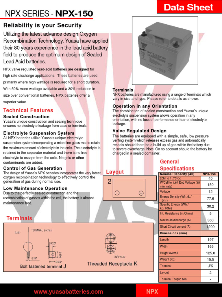 Yuasa NPX 150 | PDF | Nature | Electricity