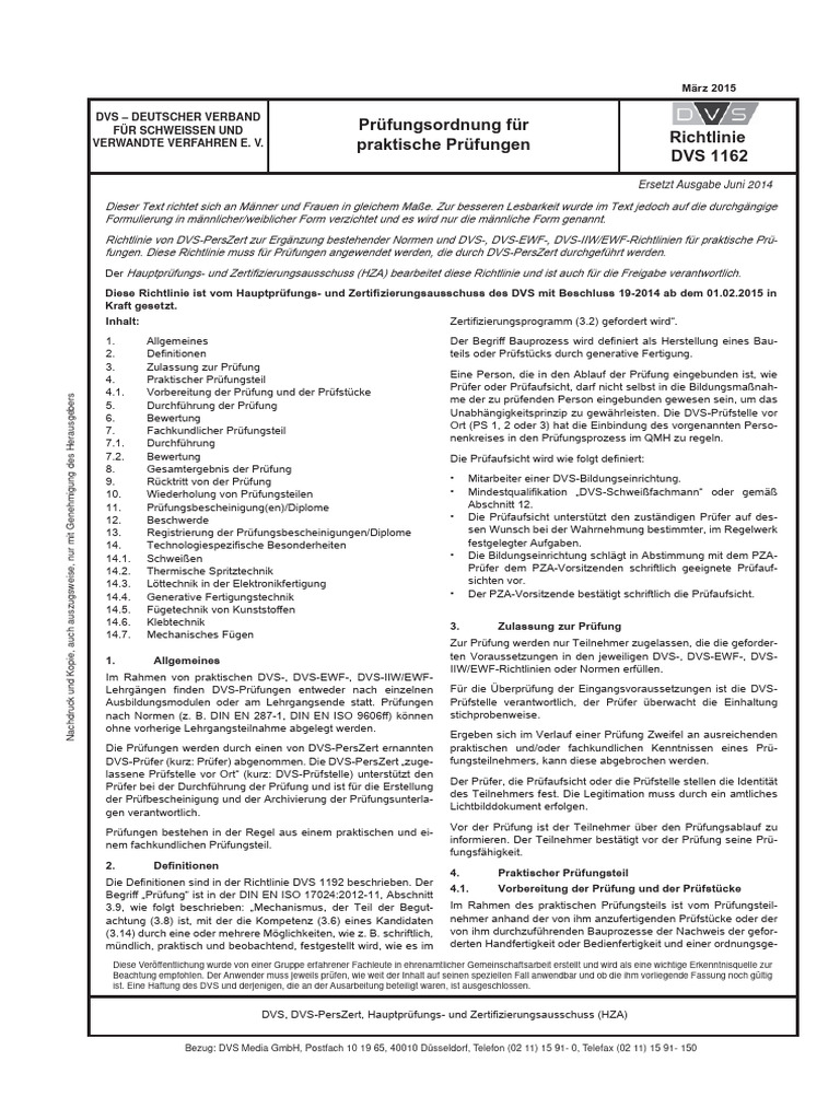 Richtlinie DVS 1162 | PDF