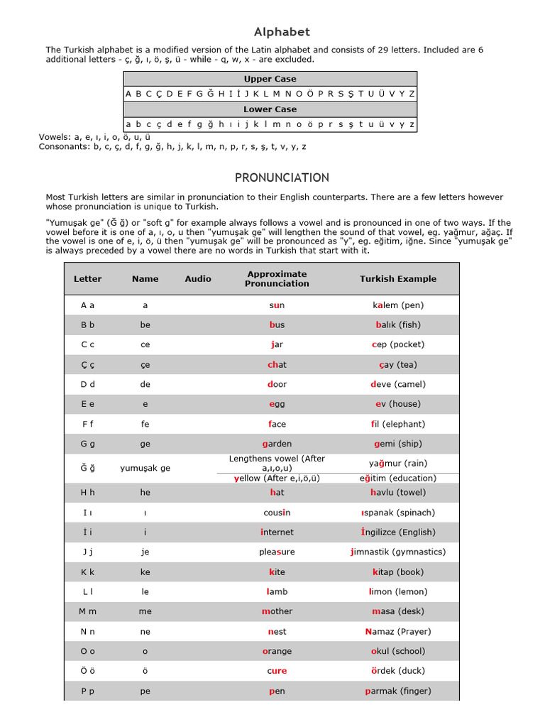 Turkish Lenguaje 1 | PDF | Alphabet | Verb