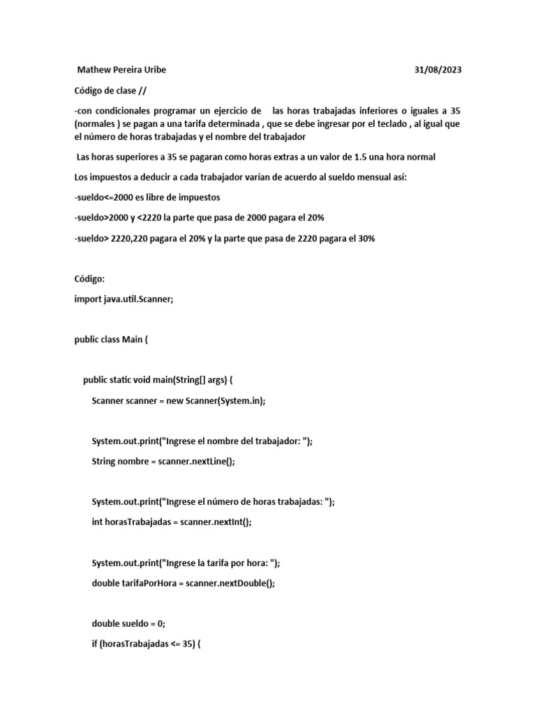 Ejercicio de Clase | PDF | Informática