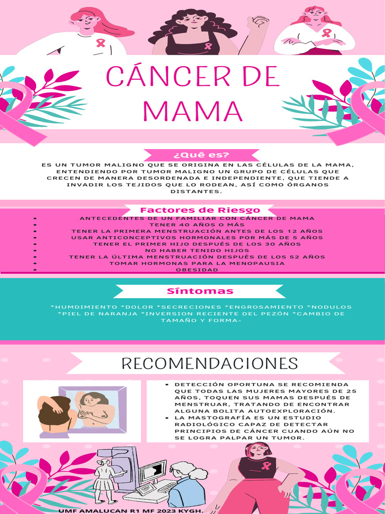 Infografía Cáncer de Mama Simple Rosa y Azul | PDF
