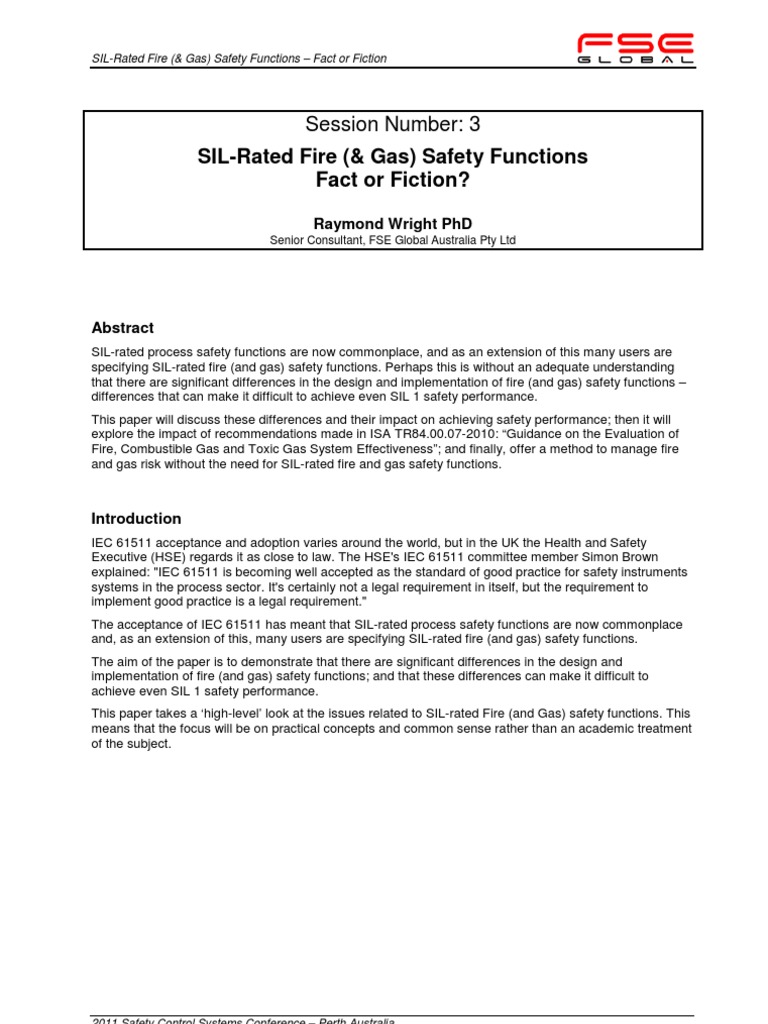 SIL Rated Fire & Gas Functions - Paper | PDF | Risk | Risk Management