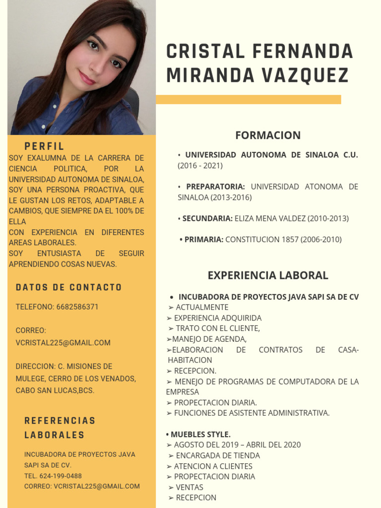 Currículum Cristal Fernanda Miranda Vazquez 1 | PDF Currículum Cristal Fernanda Miranda Vazquez 1 | PDF