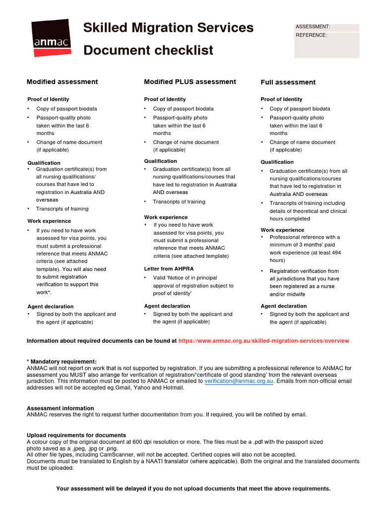 ANMAC Skills Assessment Requirements Guide | PDF | Identity Document ...