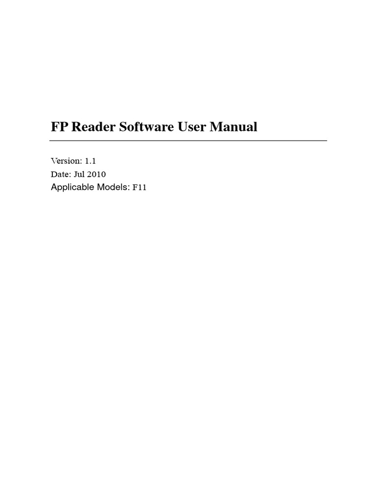FP Reader Software User Manual V1.1 | PDF | Computer File | Computer Engineering