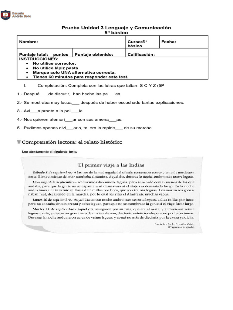 Lenguaje Quinto Unidad 3 Corregida | PDF