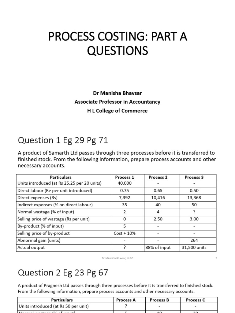 Process Costing Part A Questions 1-4 | PDF | Business Economics | Financial Economics