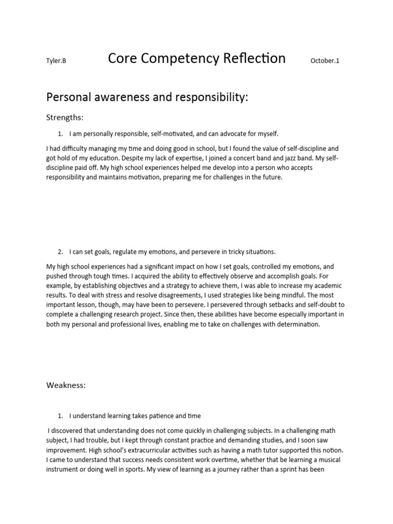 Core Competency Reflection | PDF | Thought | Creativity