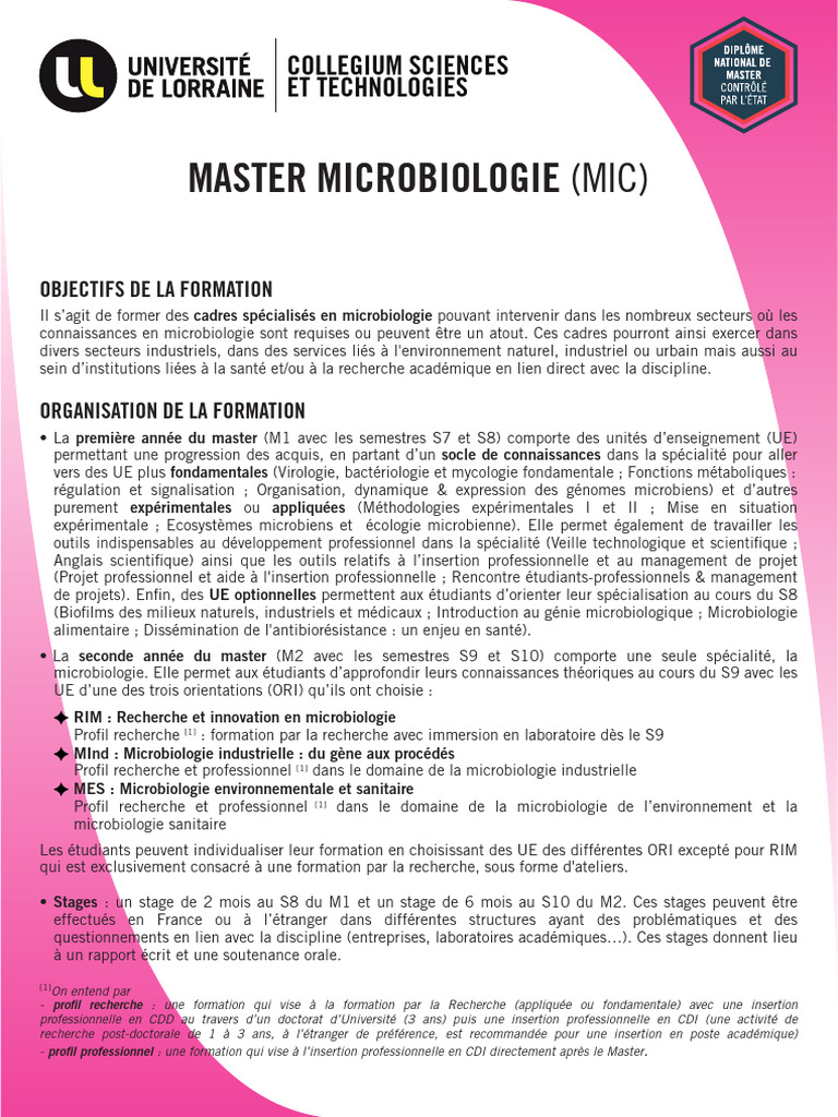 Master Microbiologie | PDF | Affaires