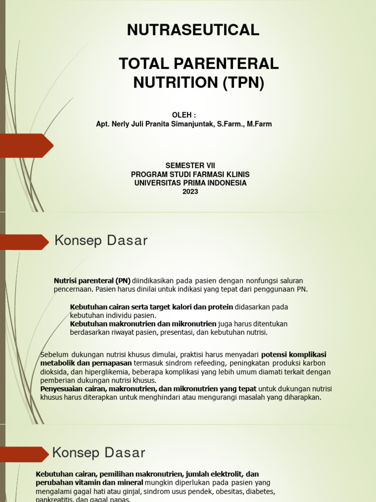 Panduan Total Parenteral Nutrition (TPN) | PDF | Kesehatan Holistik
