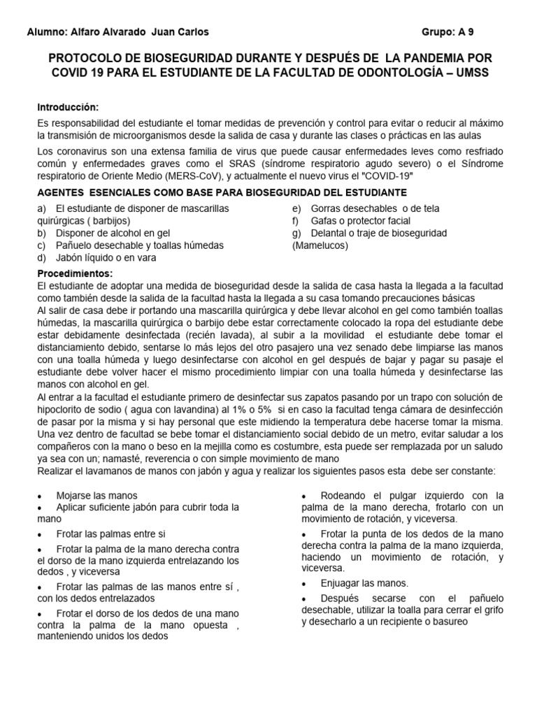 Protocolo de Bioseguridad | PDF | Medicina | Ciencias de la Salud