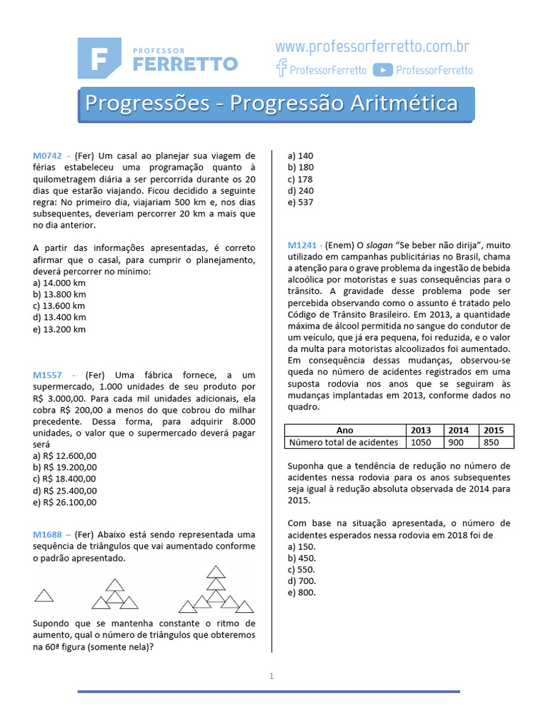 Questoes Progressao-Aritmetica | PDF