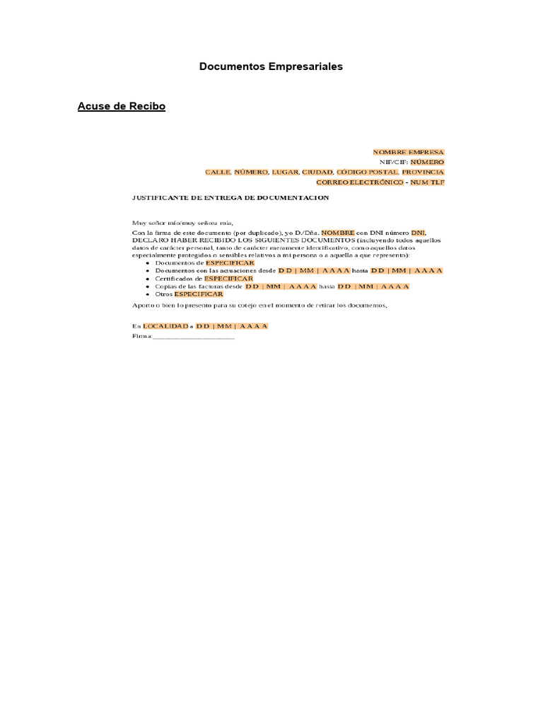 Documentos Empresariales (Ejemplos) | PDF