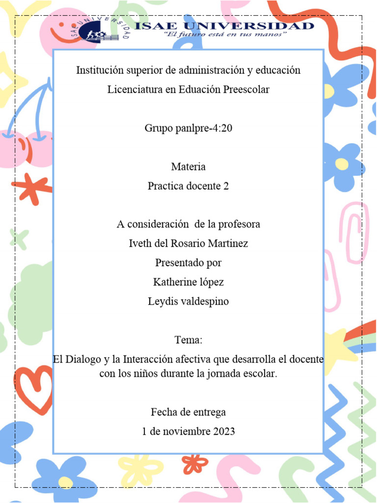 Trabajo Grupal Del Dialogo y La Interaccion Del Docente y El Niño | PDF | Ciencia y matemática