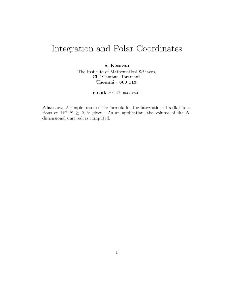 Polar | PDF | Sphere | Integral