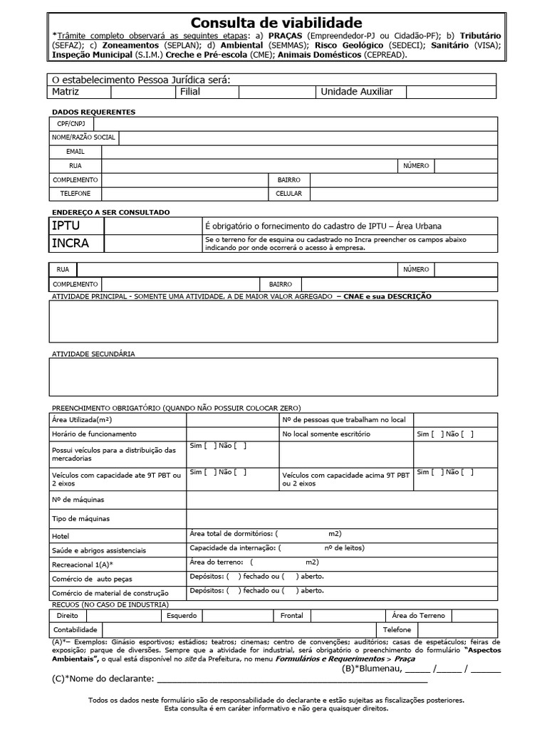 2022 - Reformulacao - Formulario Consulta Viabilidade | PDF