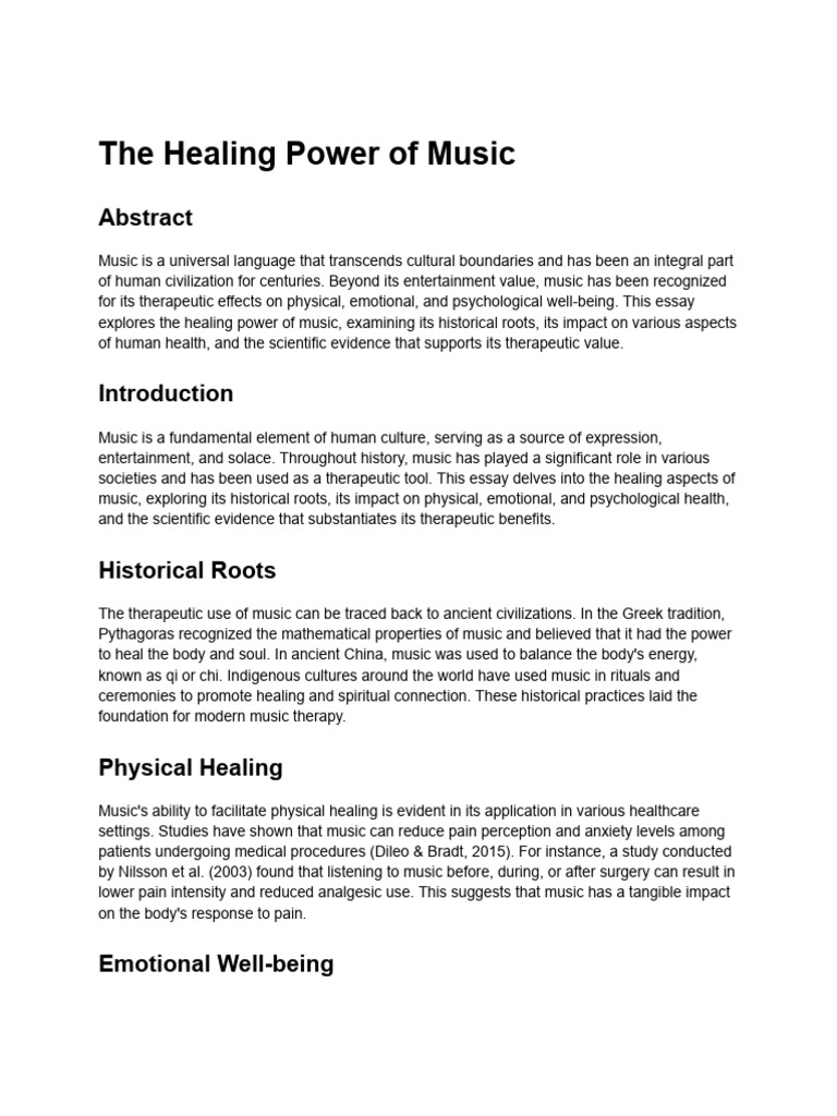 The Healing Power of Music | Download Free PDF | Psychotherapy | Psychology